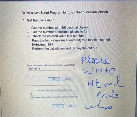 Solved Write A Javascript Program To Fix Number Of Decimal