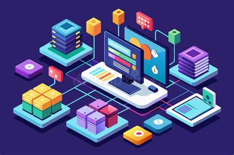 A Vibrant Digital Workspace Showcases Customizable Isometric Design Elements For Cross Platform