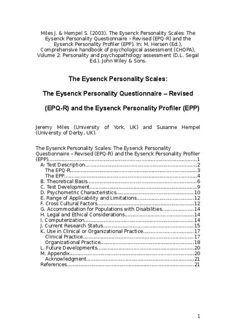 Doc The Eysenck Personality Scales The Eysenck Personality