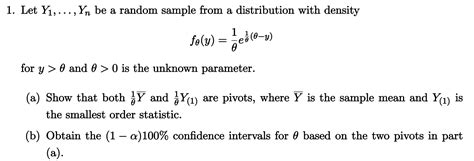 solved 1 let y1 … yn be a random sample from a distribution