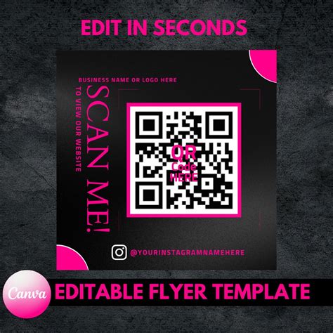 QR Code Flyer QR Code Template Scan To Pay Editable Template QR Code Generator Scan Me