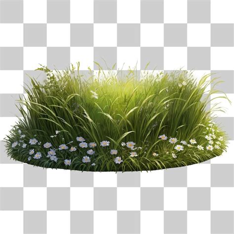 A Realistic Grass Patch With Tall Grasses And Small Flowers In The