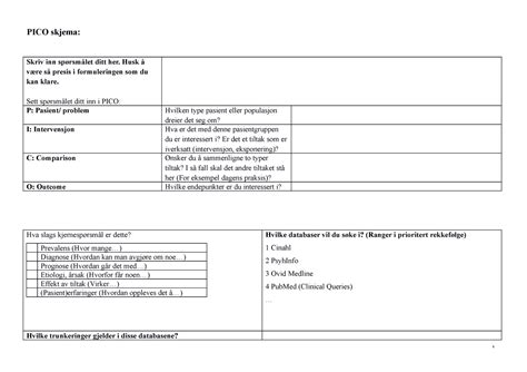 Pico Skjema Mal Pico Skjema Skriv Inn Spørsmålet Ditt Her Husk å Være Så Presis I
