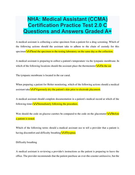 nha cmaa practice test 2024 carine minnie