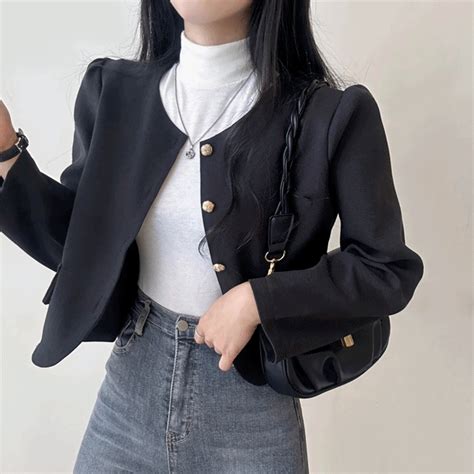 가을하객룩핏보장 블리스금장 트위드 퍼프 긴팔 크롭 자켓 3color 에이블리