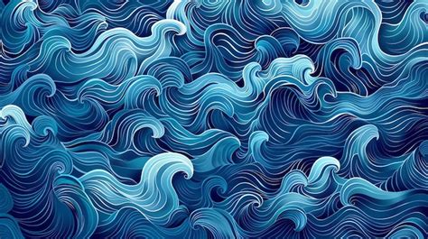 Abstract Ocean Wave Pattern In Blue Tones Premium Ai Generated Image