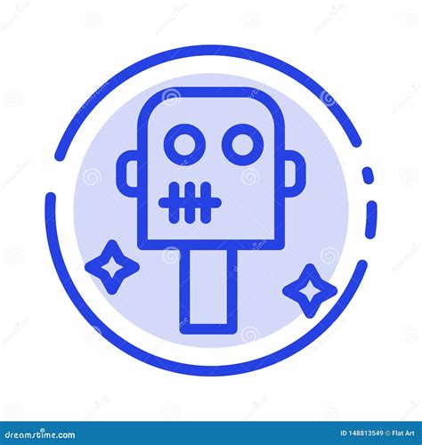 Space Suit Robot Blue Dotted Line Line Icon Stock Vector