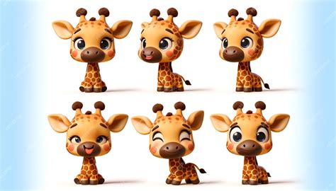 Premium Photo Cute Giraffe Is Shown In Four Angles With Distinct