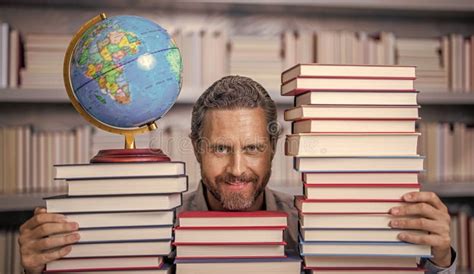 Man Nerd With School Book School Literature Education Nerd Man In Classroom Bookworm In