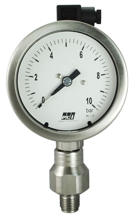 Analog Pressure Gauge With Electrical Output Signal Process Stainless Steel Ritm Industry