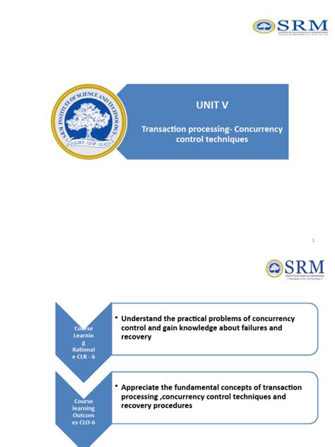 18csc303j Dbms Unit V Updated Pdf Database Transaction Computer Data Storage