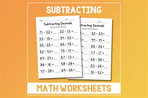 Subtracting Decimals Worksheets Graphic By Atlasart Creative Fabrica