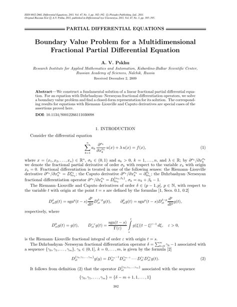 Pdf Boundary Value Problem For A Multidimensional Fractional Partial