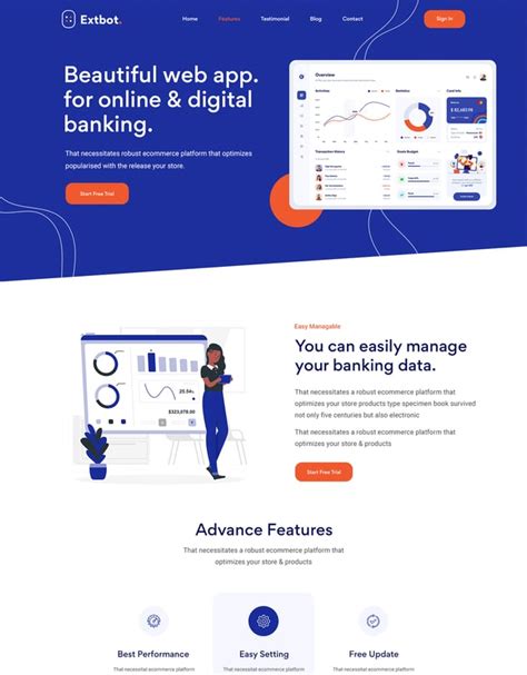 extbot vue js app landing page template landing page templates ft