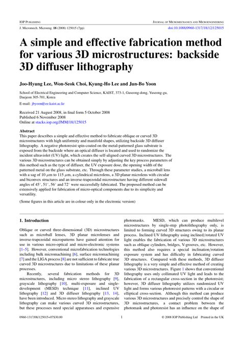 Pdf A Simple And Effective Fabrication Method For Various 3d Microstructures Backside 3d