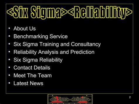 Six Sigma Reliability Overview Ppt