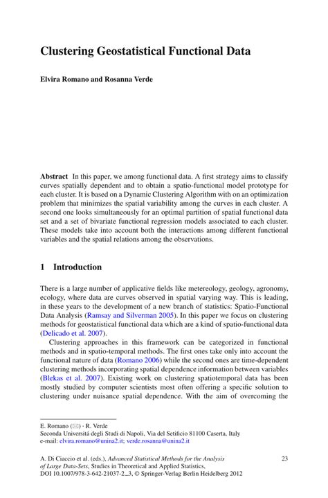 Pdf Advanced Statistical Methods For The Analysis Of Large Data Sets