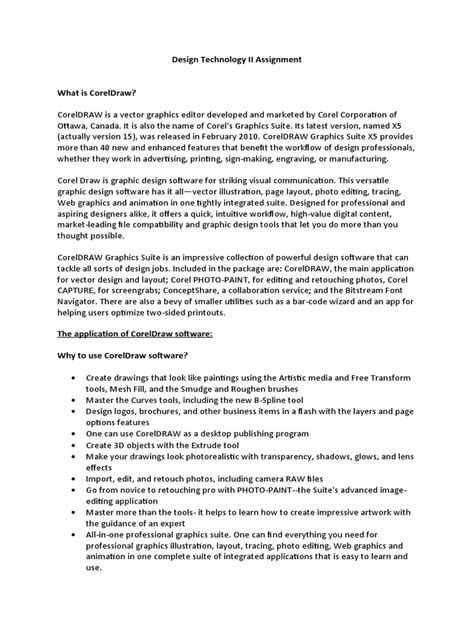 Pdf Application Of Coreldraw Software Dokumentips
