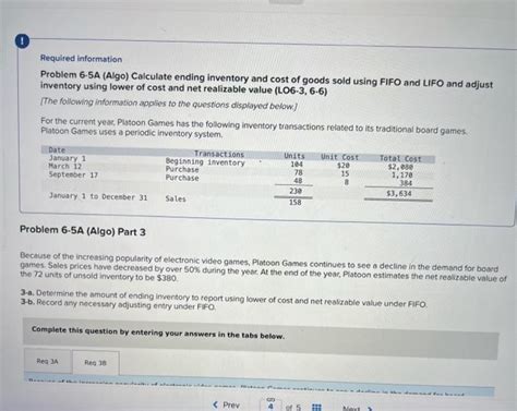 solved required information problem 6 5a algo calculate