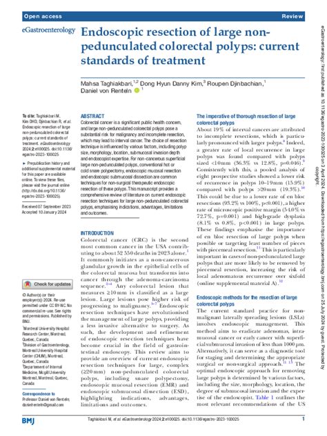 Pdf Endoscopic Resection Of Large Non Pedunculated Colorectal Polyps Current Standards Of