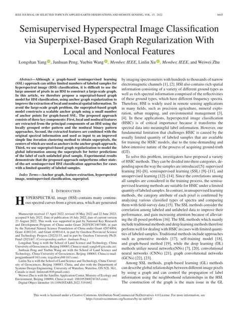 Pdf Semisupervised Hyperspectral Image Classification Via Superpixel Based Graph