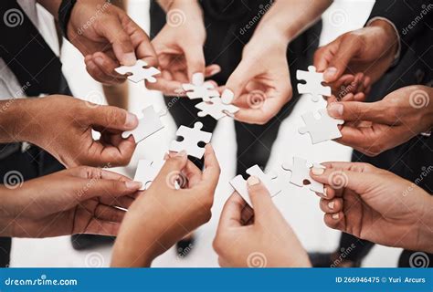 Hands Puzzle And Business People Collaboration Teamwork And Integration Closeup For Planning