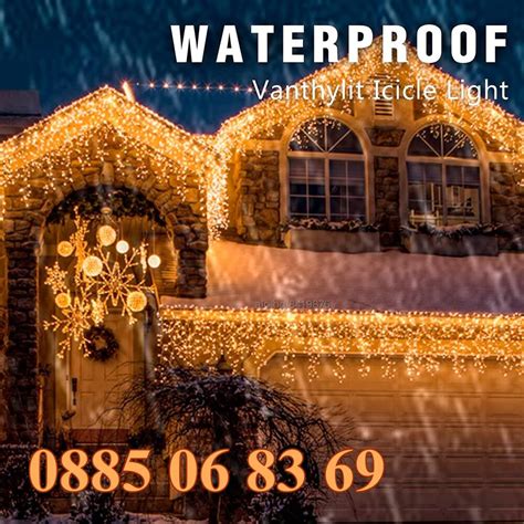 3 м Коледна завеса коледни лампички падащи висулки топло бяла светлина Аксесоари Ва