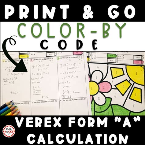spring quadratic functions vertex form calculate a value color by
