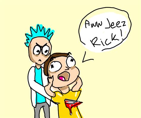 Rick Kicks Morty In The Balls Drawception