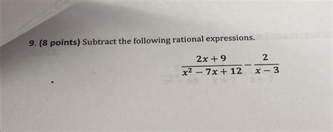 solved 9 8 points subtract the following rational