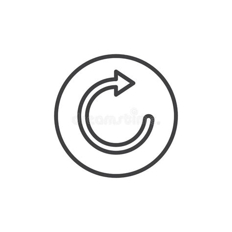 Reload Arrow Around Circular Line Icon Round Simple Sign Stock Vector