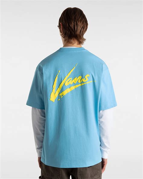Brush Script T Shirt In Blue Vans Uk