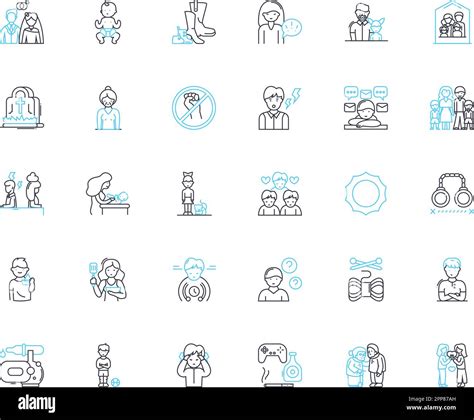 Mental Work Linear Icons Set Concentration Cognition Analysis Intelligence Creativity