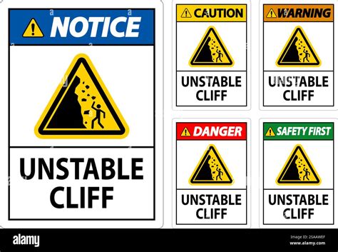 Water Safety Sign Warning Unstable Cliff Stock Vector Image And Art