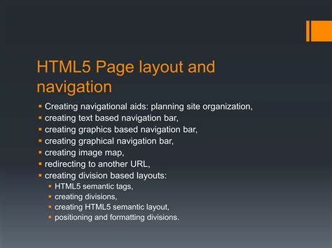 fybsc it web programming unit ii html page layout and navigation pptx