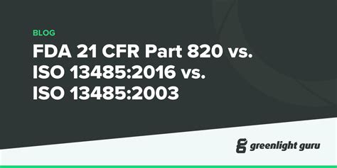 Fda 21 Cfr Part 820 Vs Iso 13485 2016 Vs Iso 13485 2003