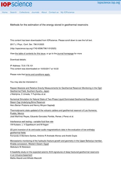 PDF Methods For The Estimation Of The Energy Stored In Geothermal Reservoirs