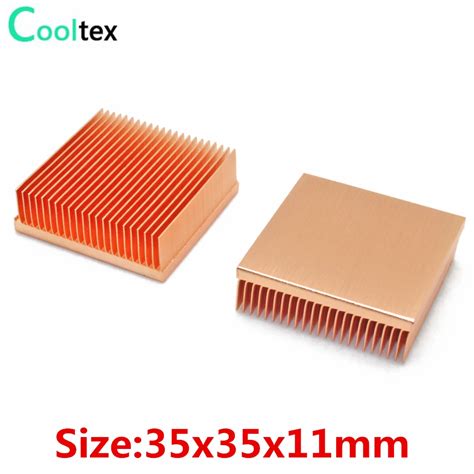 35x35x11mm 순수 구리 방열판 방열판 라즈베리 파이 전자 칩용 냉각 라디에이터 쿨러 mos ic 열 분산 2 개 팬