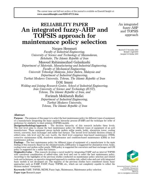 An Integrated Fuzzy Ahp And Topsis Appro Pdf Pdf Fuzzy Logic Risk