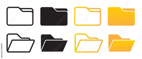 Folder Icon Vector Set Desktop Black And Yellow Folder Icon Office Document Folder Vector