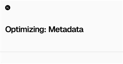 Optimizing Metadata Nextjs