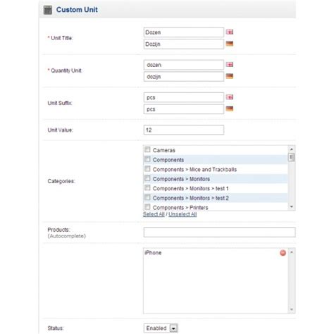 Opencart Custom Unit