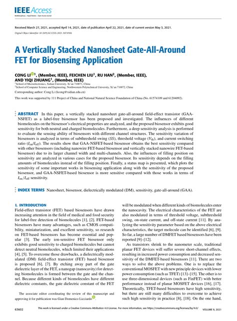 Pdf A Vertically Stacked Nanosheet Gate All Around Fet For Biosensing Application