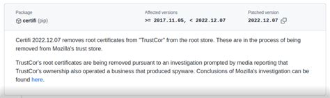 update `certifi` dependency to 2022 12 07 · issue 15748 · wazuh wazuh · github