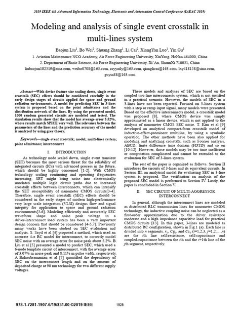 Modeling And Analysis Of Single Event Crosstalk In Multi Lines System