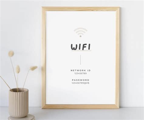 Wifi Password Custom Sign Cute Simple Minimalist Dusty Rose Canva Design Digital Template