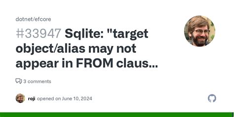 Sqlite Target Objectalias May Not Appear In From Clause In