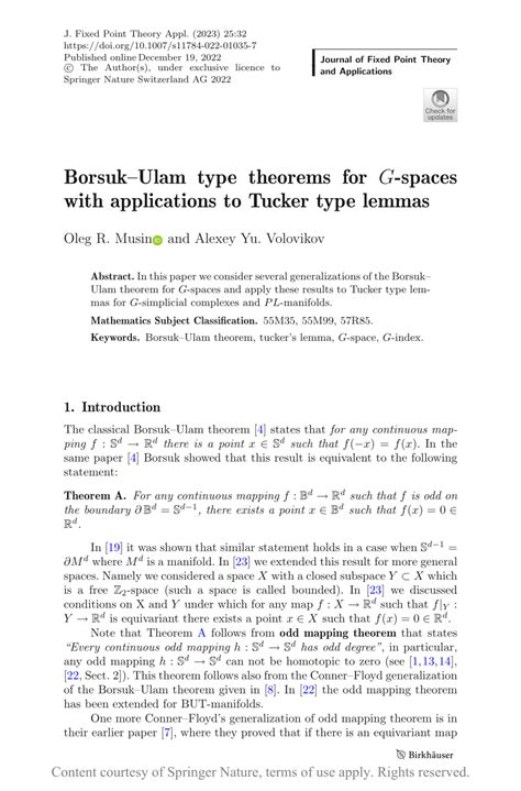 Borsukulam Type Theorems For G Spaces With Applications To Tucker Type