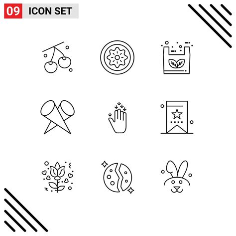 User Interface Pack Of 9 Basic Outlines Of Gesture Popular Slice Lights Shopping Editable Vector