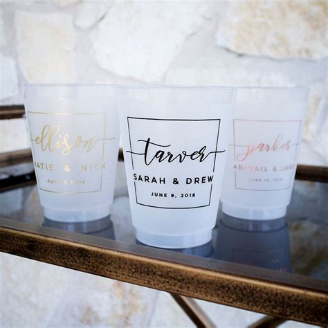 Monogrammed Frost Flex Cups Block Monogram Cups Wedding Party Cups